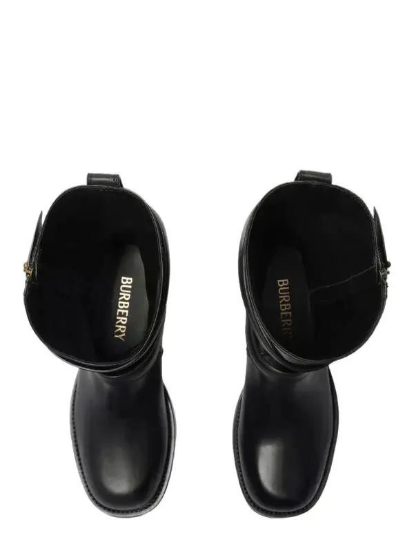 Burberry Kent Leather Biker Boots - Black