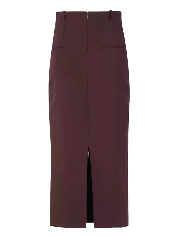NISSA High-waisted Midi Skirt With Zipper Closure - Red