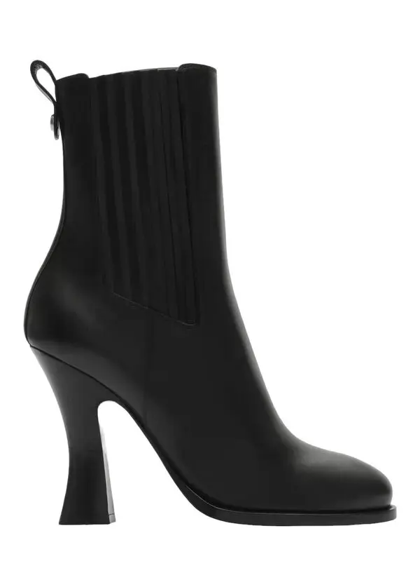 Burberry Leather Sculptural Heel Ankle Boots - Black