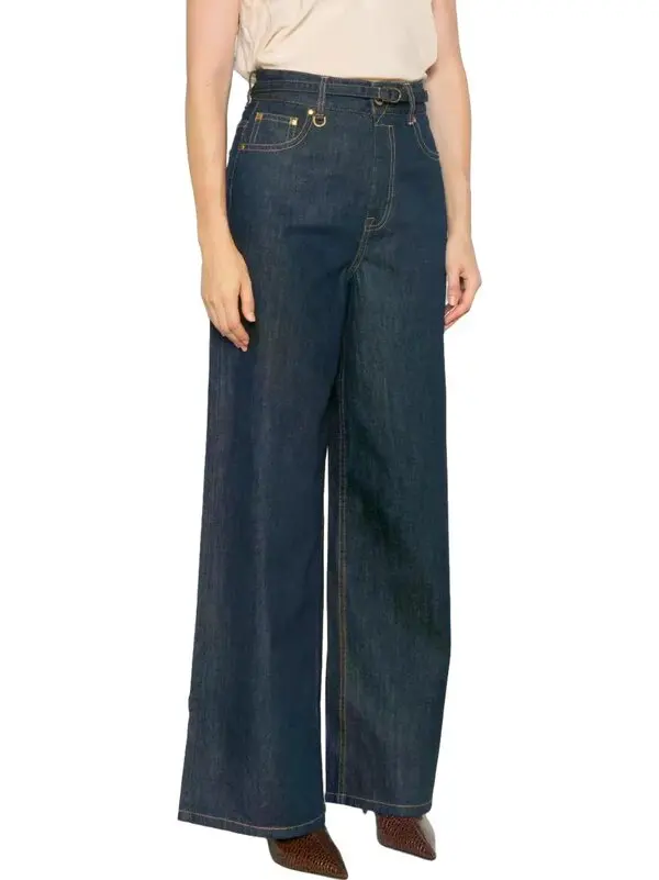 Zimmermann High-waisted Wide-leg Jeans With Contrast Topstitching - Blue