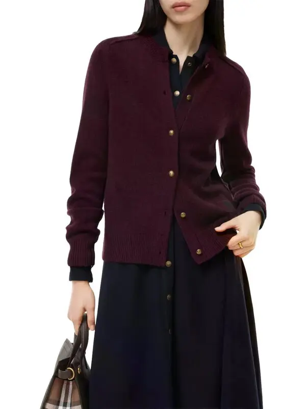 Burberry Cashmere Cardigan With Knight Motif - Purple