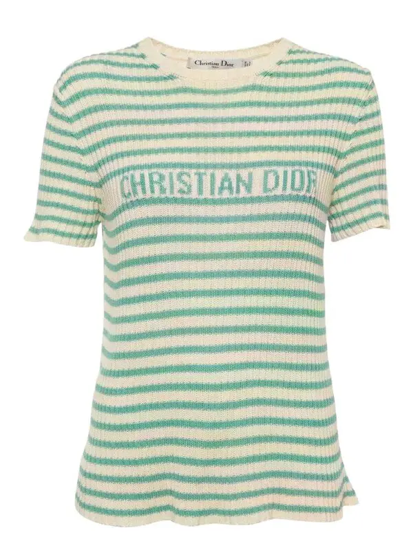 Dior Riviera Striped Cotton Sweater - Neutrals