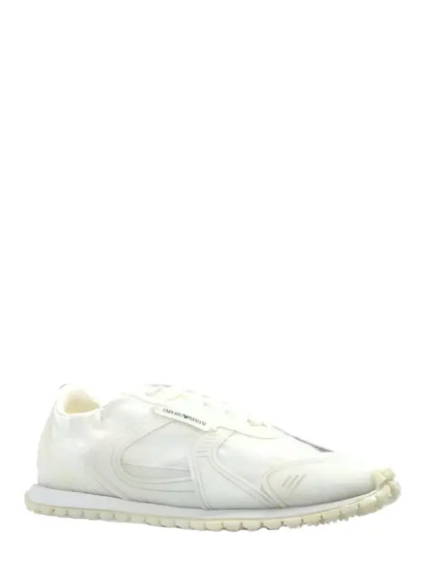 Emporio Armani Ripstop And Mesh Sneakers With Textured Rubber Sole - White