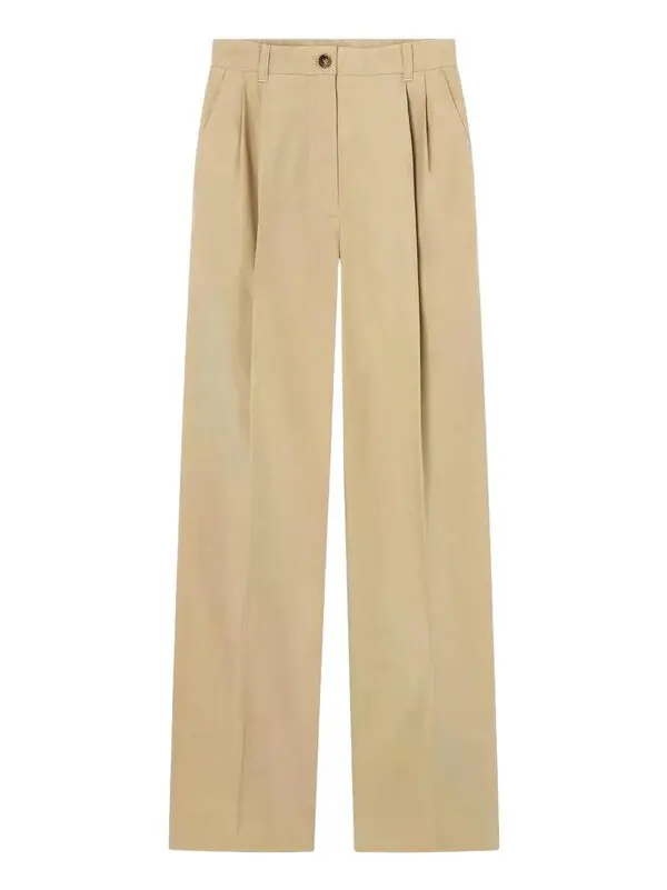 A.p.c. Ginny Pleated Cotton Trousers - Neutrals