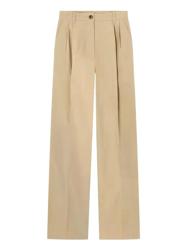 A.p.c. Ginny Pleated Cotton Trousers - Neutrals