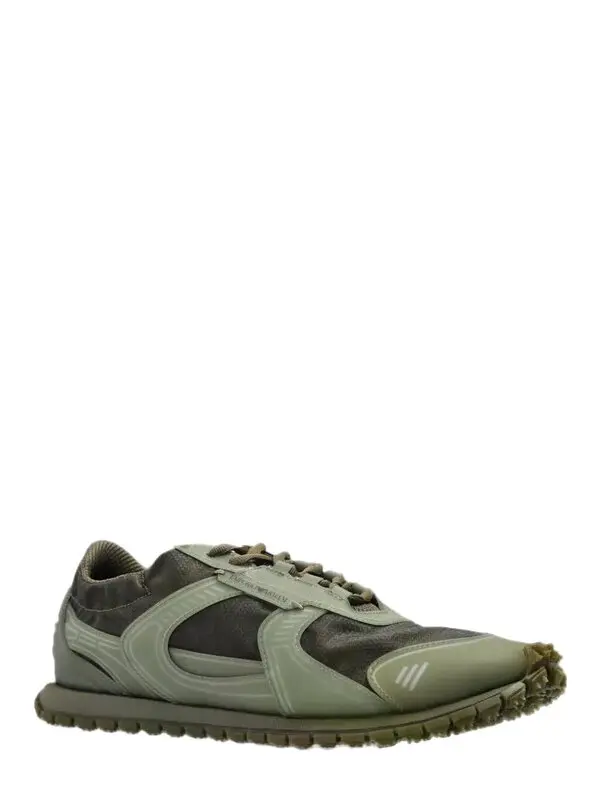 Emporio Armani Ripstop And Mesh Sneakers With Textured Rubber Sole - Green