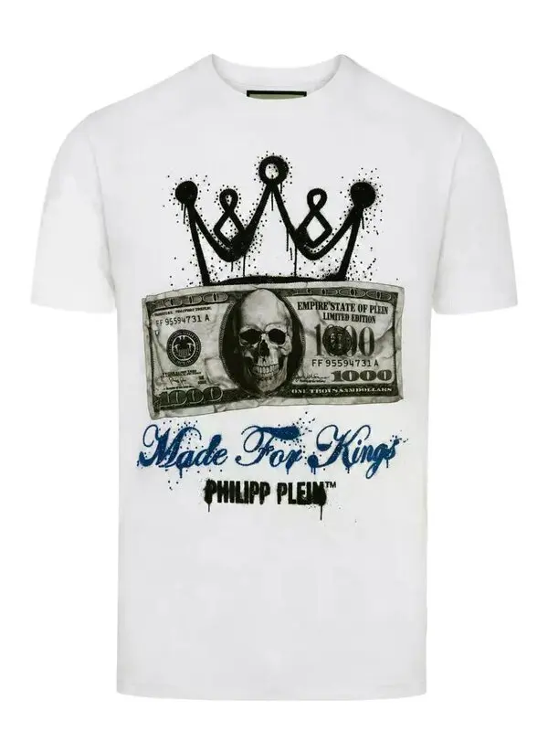 Philipp Plein Jersey T-shirt Crown Dollar - White