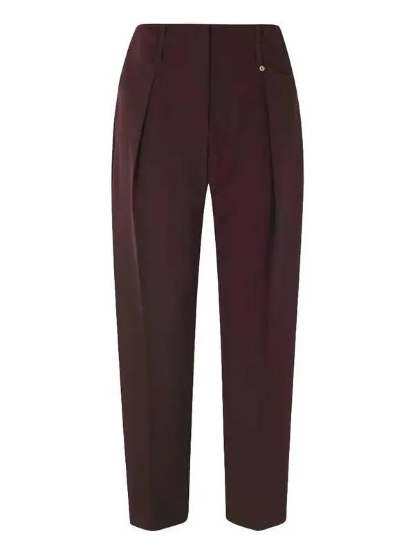 NISSA High-rise Pleated Tailored Trousers - Red