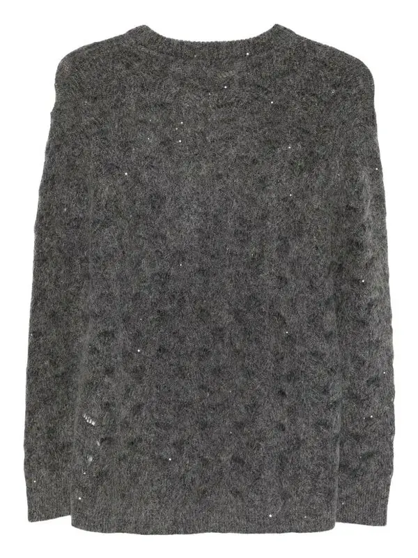 Seventy Sequin-embellished Open-knit Sweater - Grey