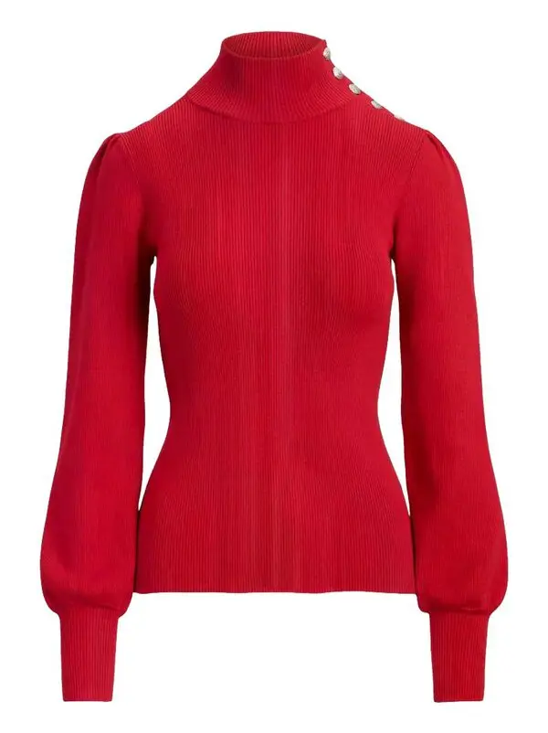 Ralph Lauren Button-trim Ribbed-knit Sweater - Red