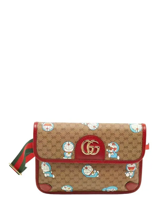 Gucci Doraemon Print Gg Pattern Belt Bag - Brown