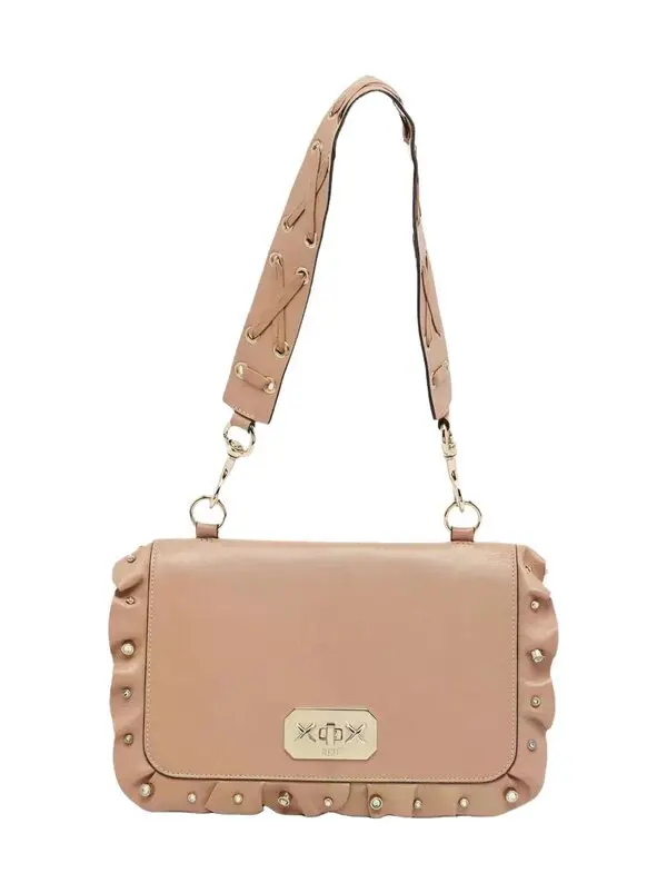 Red Valentino Leather Ruffled Shoulder Bag - Pink