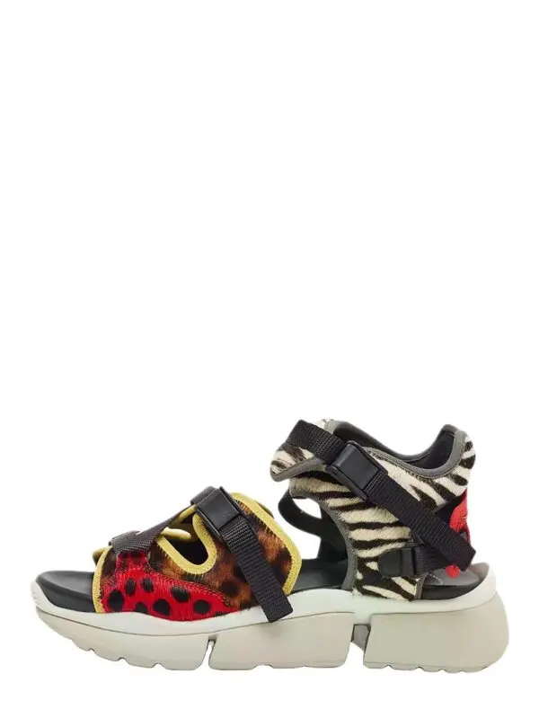 Chloé Sonnie Animal-print Calf Hair Sandals - Black