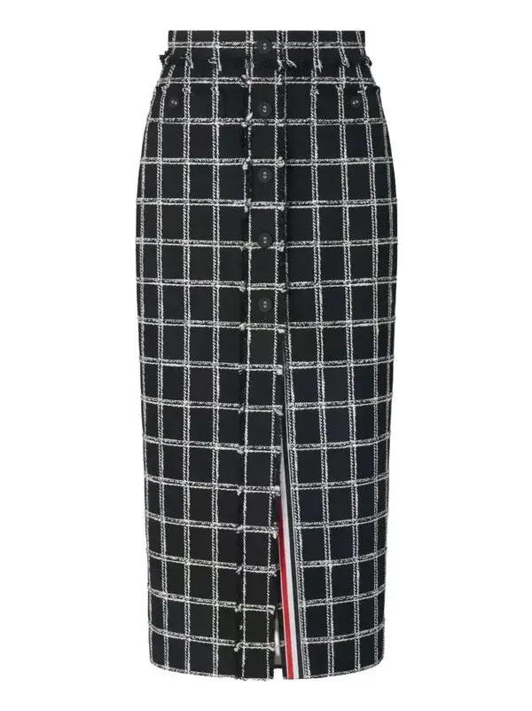 Thom Browne Windowpane Houndstooth Tweed Skirt - Black