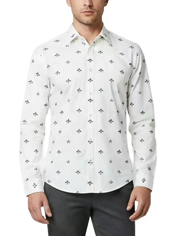 Gucci Bee Print Poplin Button Shirt - White