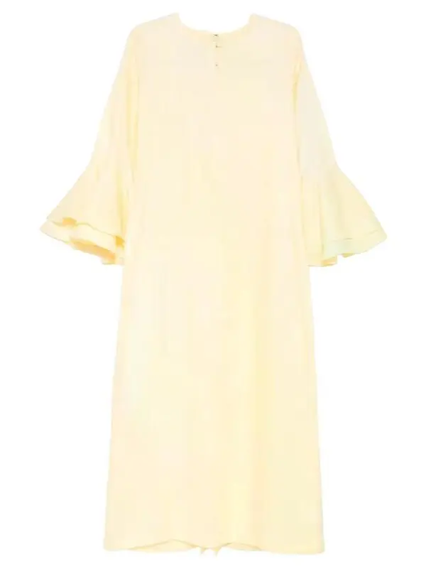 BAMBAH Linen Ruffled Dress - Yellow