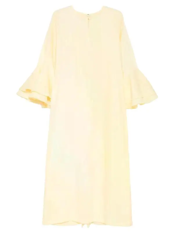 BAMBAH Tiered Ruffled Linen Maxi Dress - Yellow