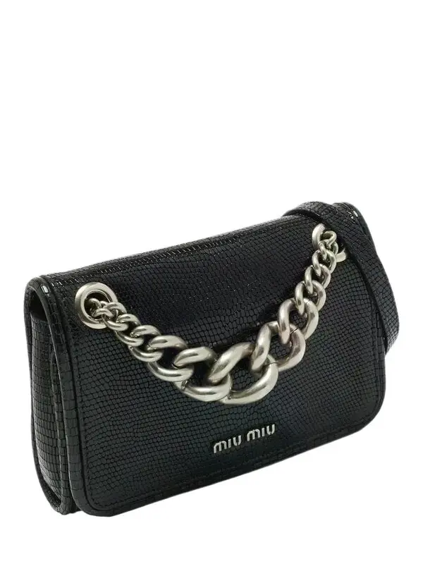 Miu Miu Logo Detail Cross Body Bag - Black