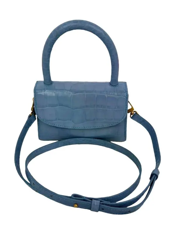 By Far Crocodile-embossed Top Handle Bag - Blue