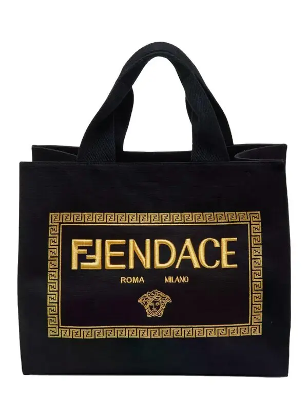 Fendi X Versace Fendace La Medusa Shopper Tote Bag - Black