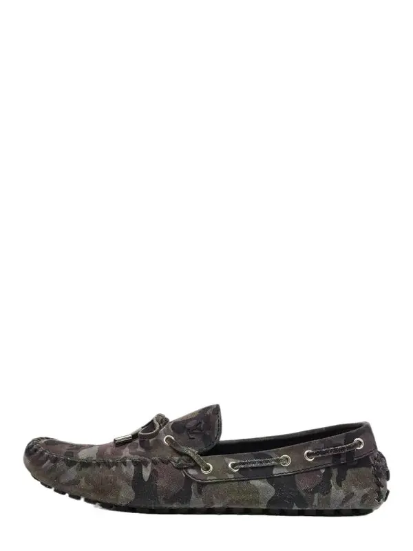 LOUIS VUITTON Hockenheim Camouflage Print Lace-up Loafers - Grey