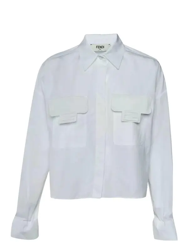 Fendi Cropped Shirt With Drawstring Cuffs - White