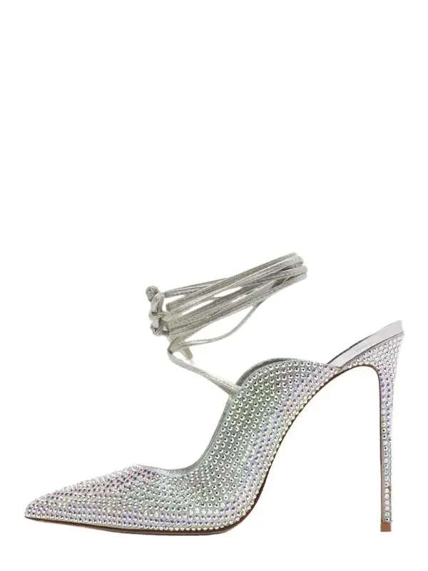 LE SILLA Crystal-embellished Ankle-wrap Stiletto Pumps - Silver