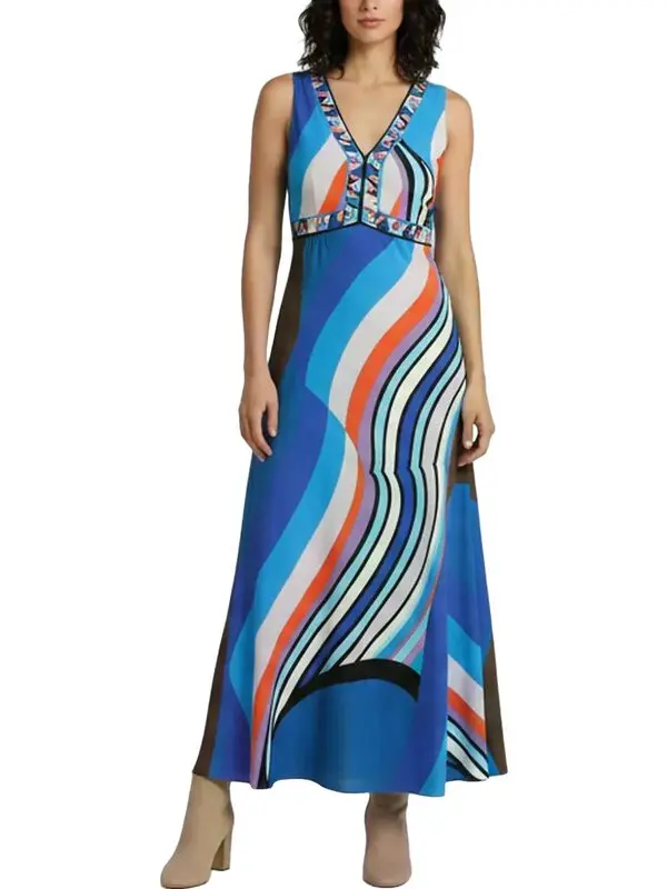 Emilio Pucci Midi Geometric-print Sleeveless Dress - Blue