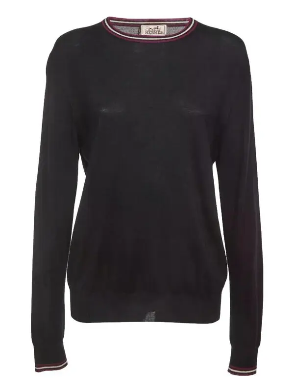 Hermès Contrast Trim Knit Sweater - Black