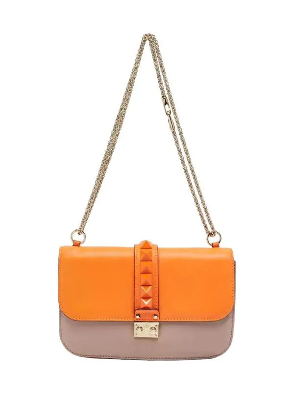 Valentino Garavani Medium Glam Lock Rockstud Shoulder Bag - Orange