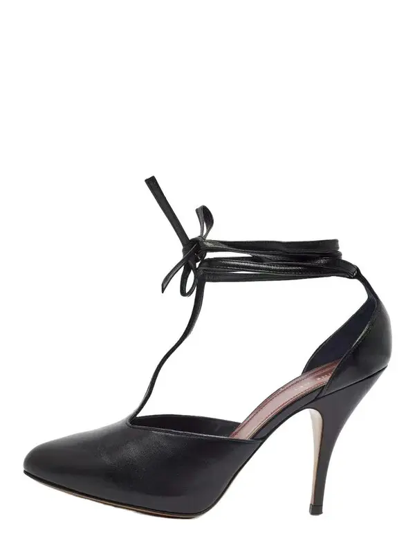 Celine Leather Lace-up Stiletto Pumps - Black