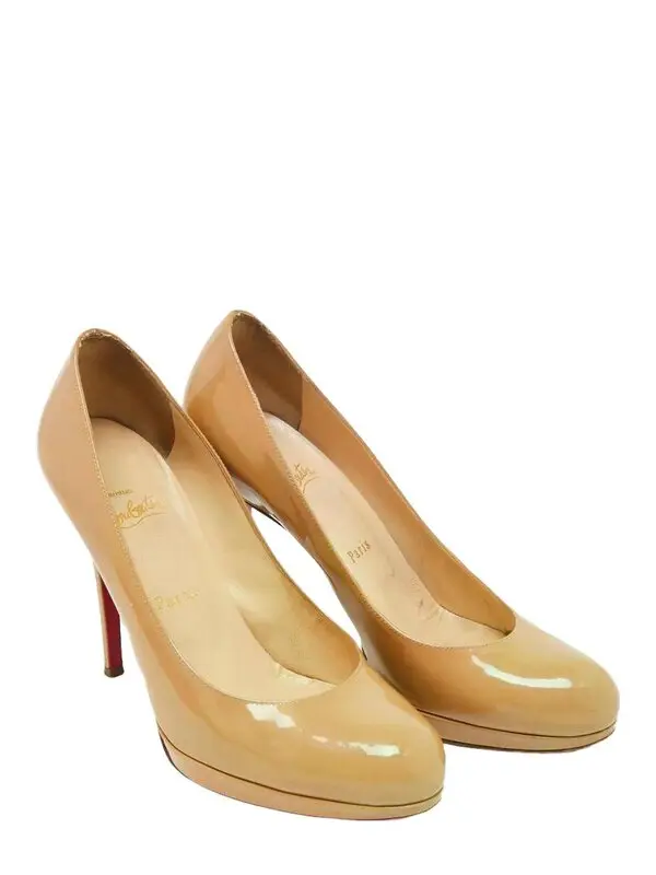 CHRISTIAN LOUBOUTIN Patent Leather Platform Pumps - Neutrals
