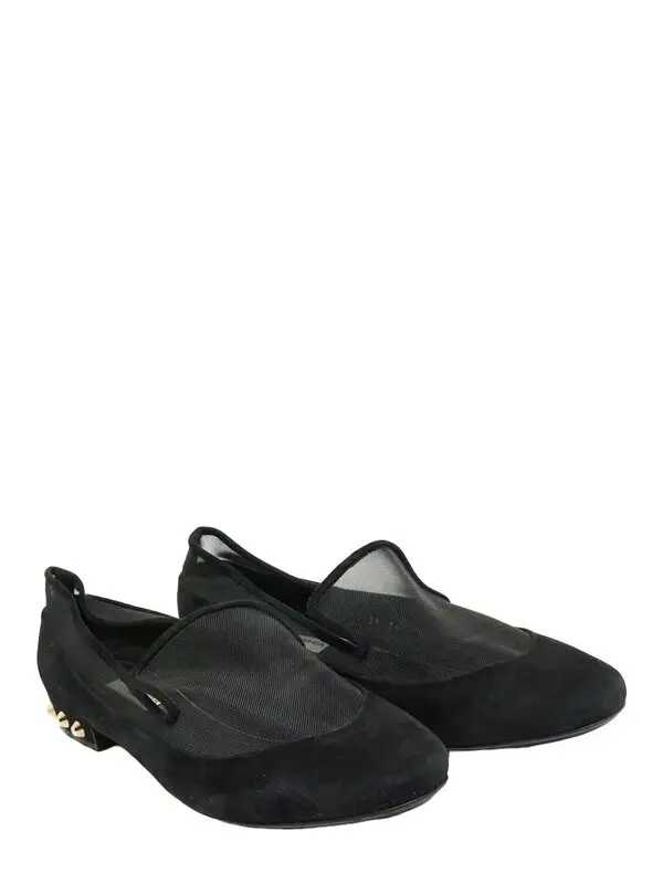 Balenciaga Mesh Studded Flat Pumps - Black