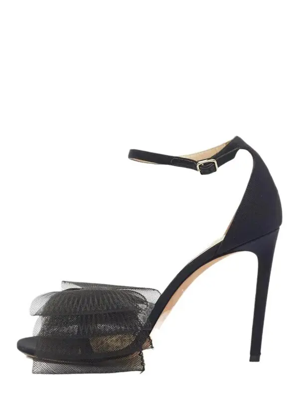 JIMMY CHOO Mesh Bow Detail Stiletto Sandals - Black