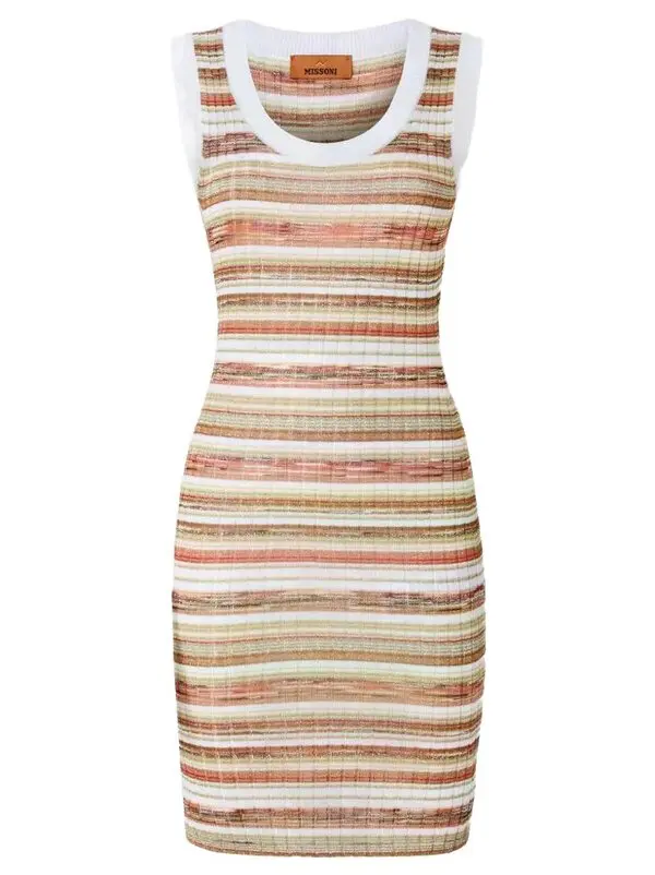 Missoni Striped Lamé-knit Scoop Neck Mini Dress - Neutrals