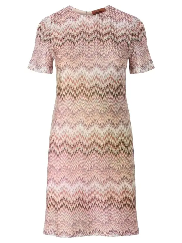 Missoni Short-sleeve Zig-zag Knit Mini Dress - Pink