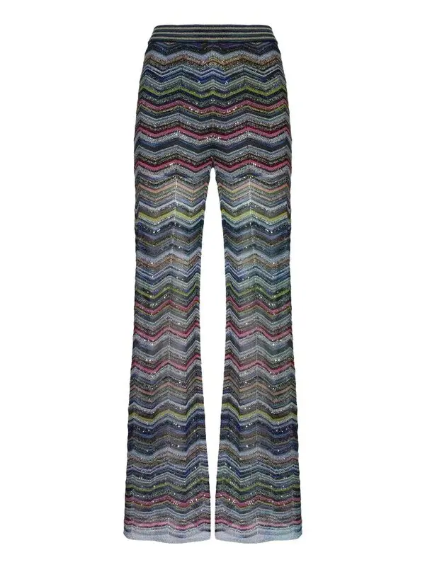 Missoni Sequined Chevron Palazzo Trousers - Blue
