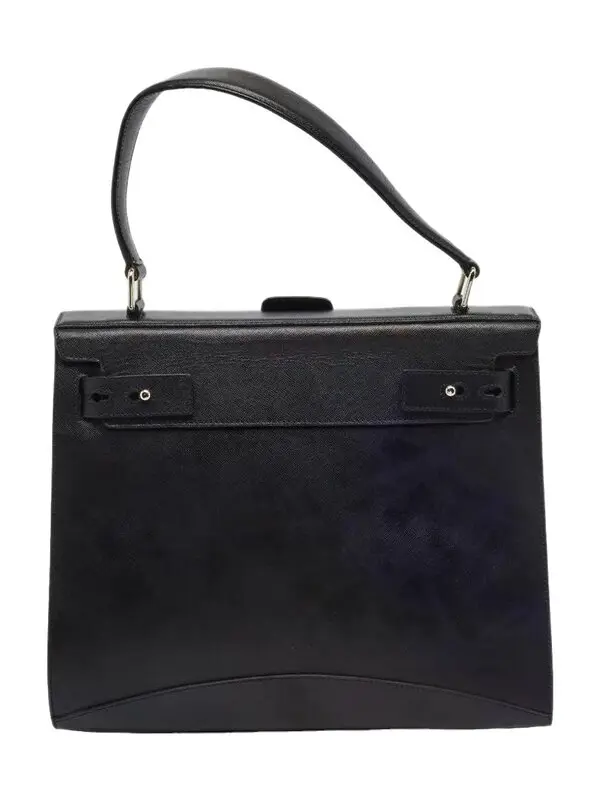 Gianfranco Ferre Saffiano Leather Turn-lock Handbag - Black
