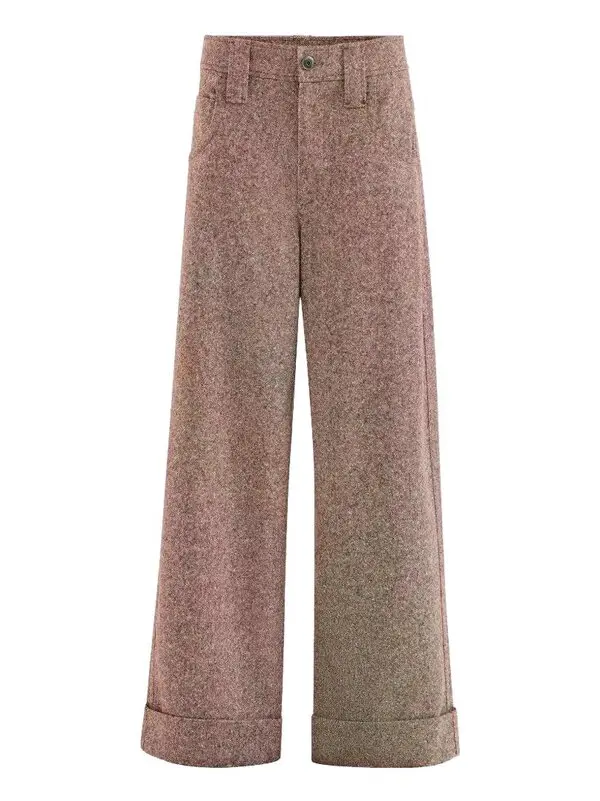 Brunello Cucinelli Virgin Wool Donegal Baggy Five-pocket Trousers - Red