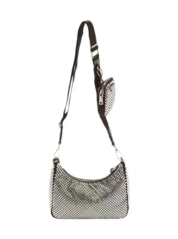 Prada Re-edition 2005 Crystal-studded Shoulder Bag - Silver