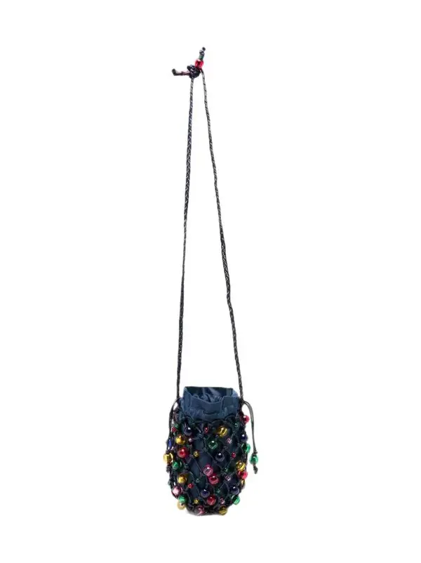 Marina Rinaldi Bead-embellished Drawstring Shoulder Bag - Blue