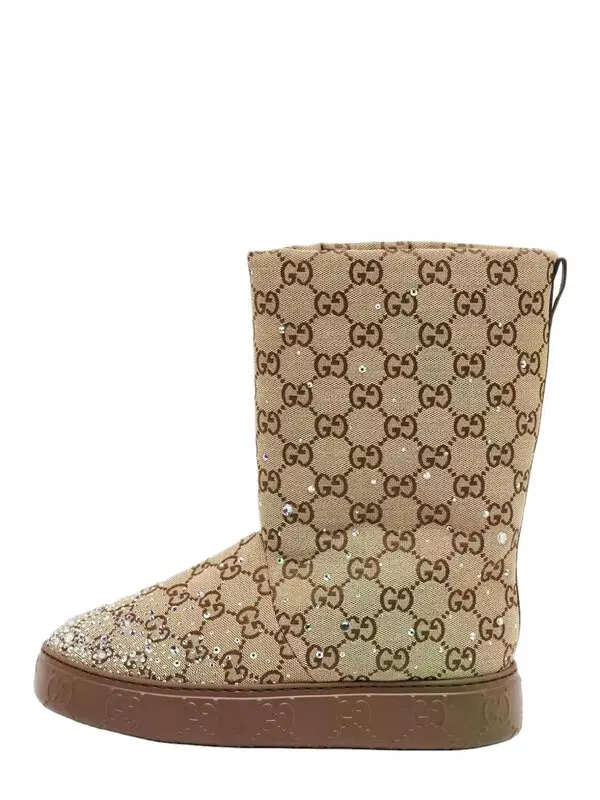 Gucci Microguccissima Crystal Embellished Boots - Neutrals