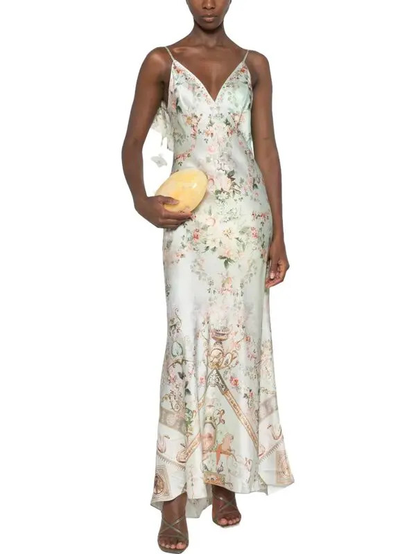 Camilla Sleeveless Floral Print Maxi Dress - Green