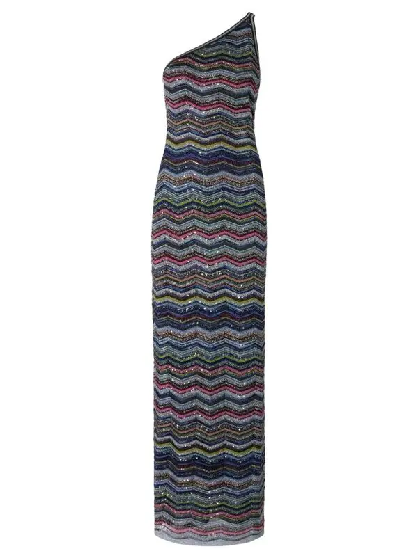 Missoni One-shoulder Sequin Maxi Dress - Blue