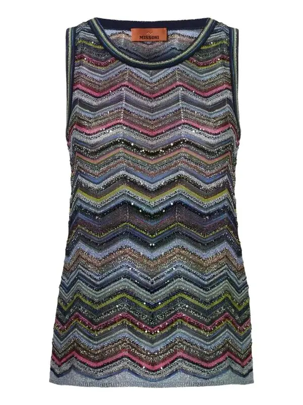 Missoni Sleeveless Chevron Viscose-blend Top - Blue