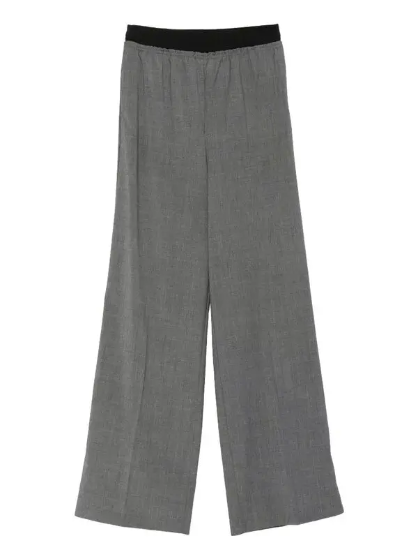 Alpha Studio Elasticated Waistband Wide Leg Trousers - Grey