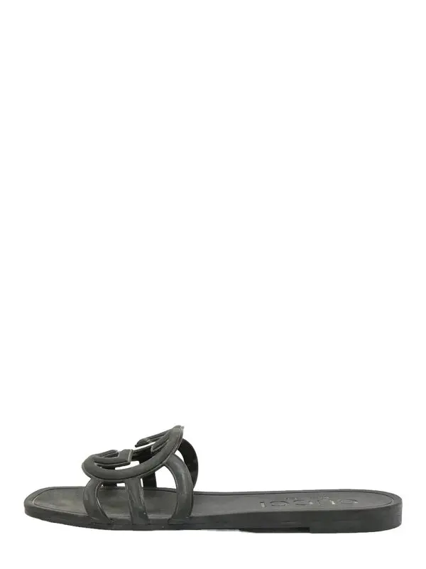 Gucci Interlocking G Flat Slides - Black