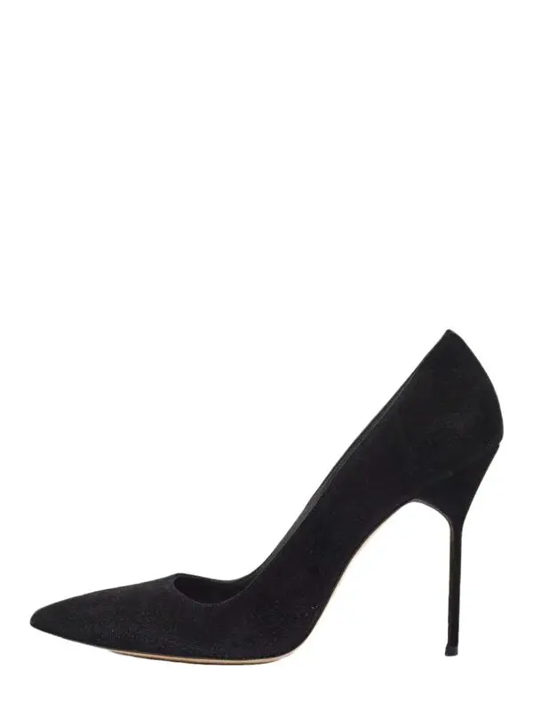 Manolo Blahnik Suede Pointed Toe Stiletto Heel Pumps - Black