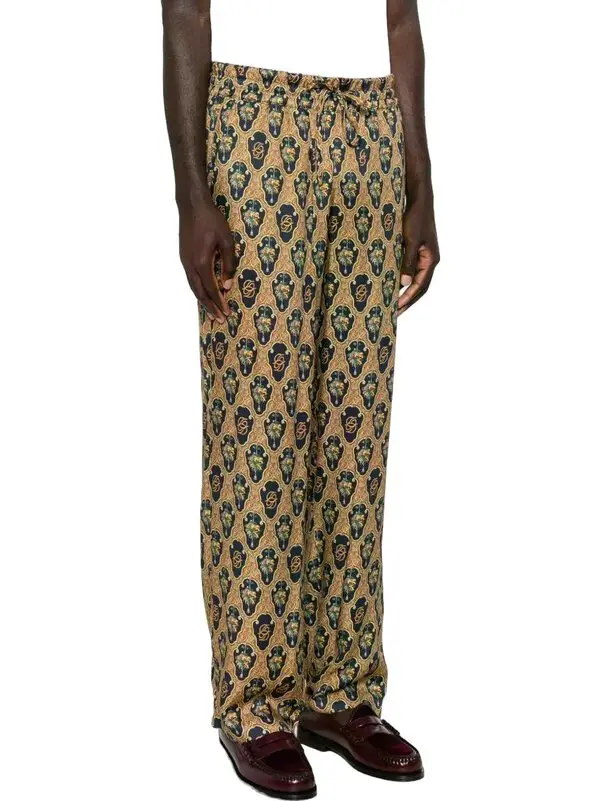 Drole De Monsieur Graphic Print Wide Leg Trousers - Neutrals