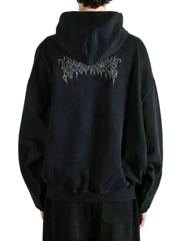 Vetements Graphic-print Drawstring Hoodie - Black